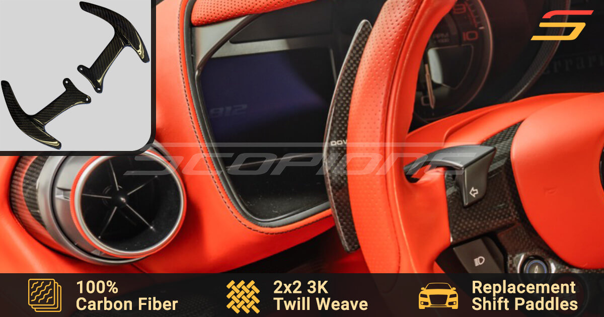 Scopione Carbon Fiber Extended GT Shift Paddles for Ferrari 488 812 F8