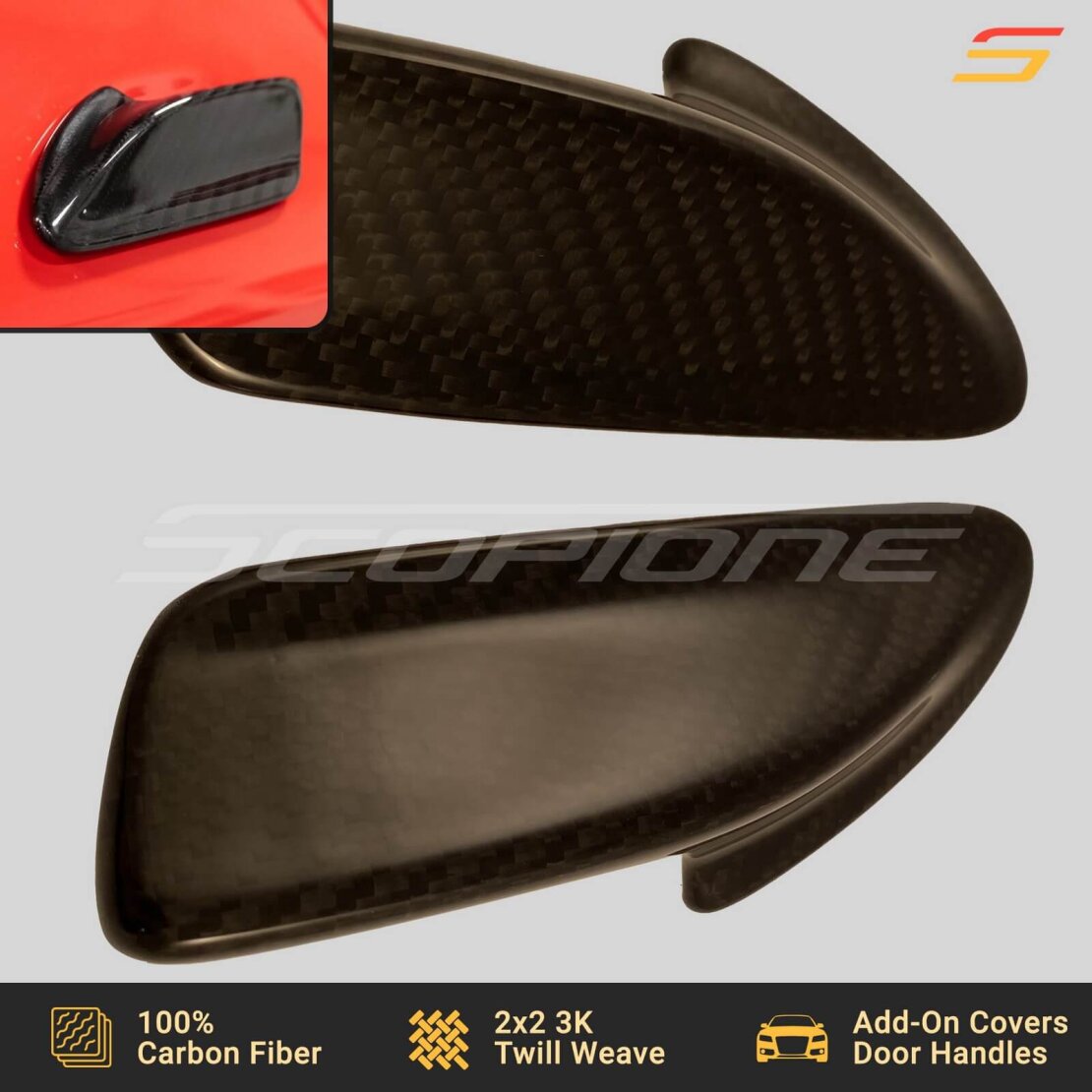 Scopione Carbon Fiber Door Handles Covers for Ferrari 488 GTB F8 ...