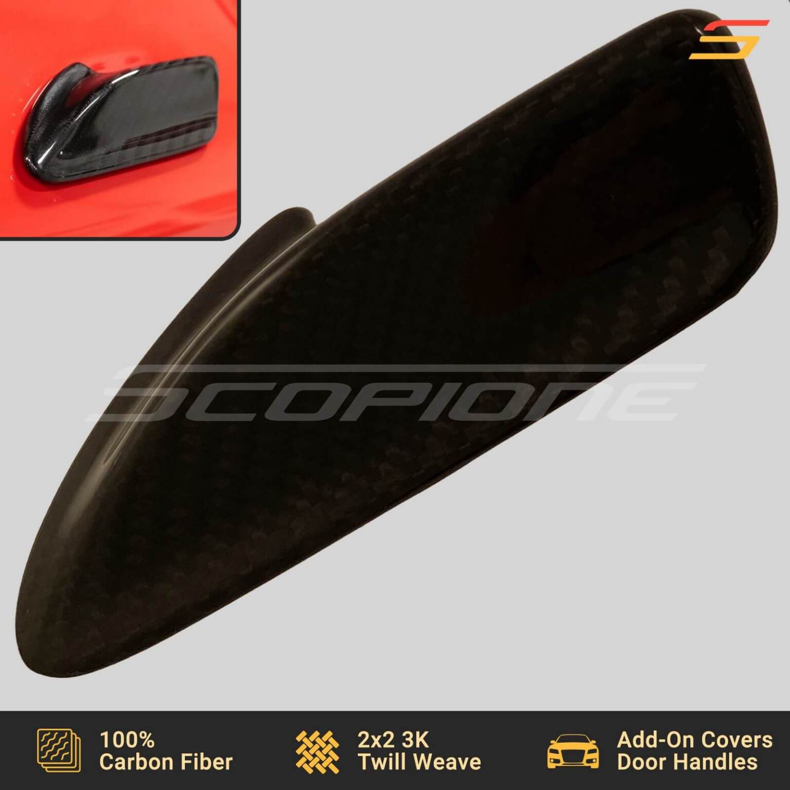 Scopione Carbon Fiber Door Handles Covers for Ferrari 488 GTB F8 ...