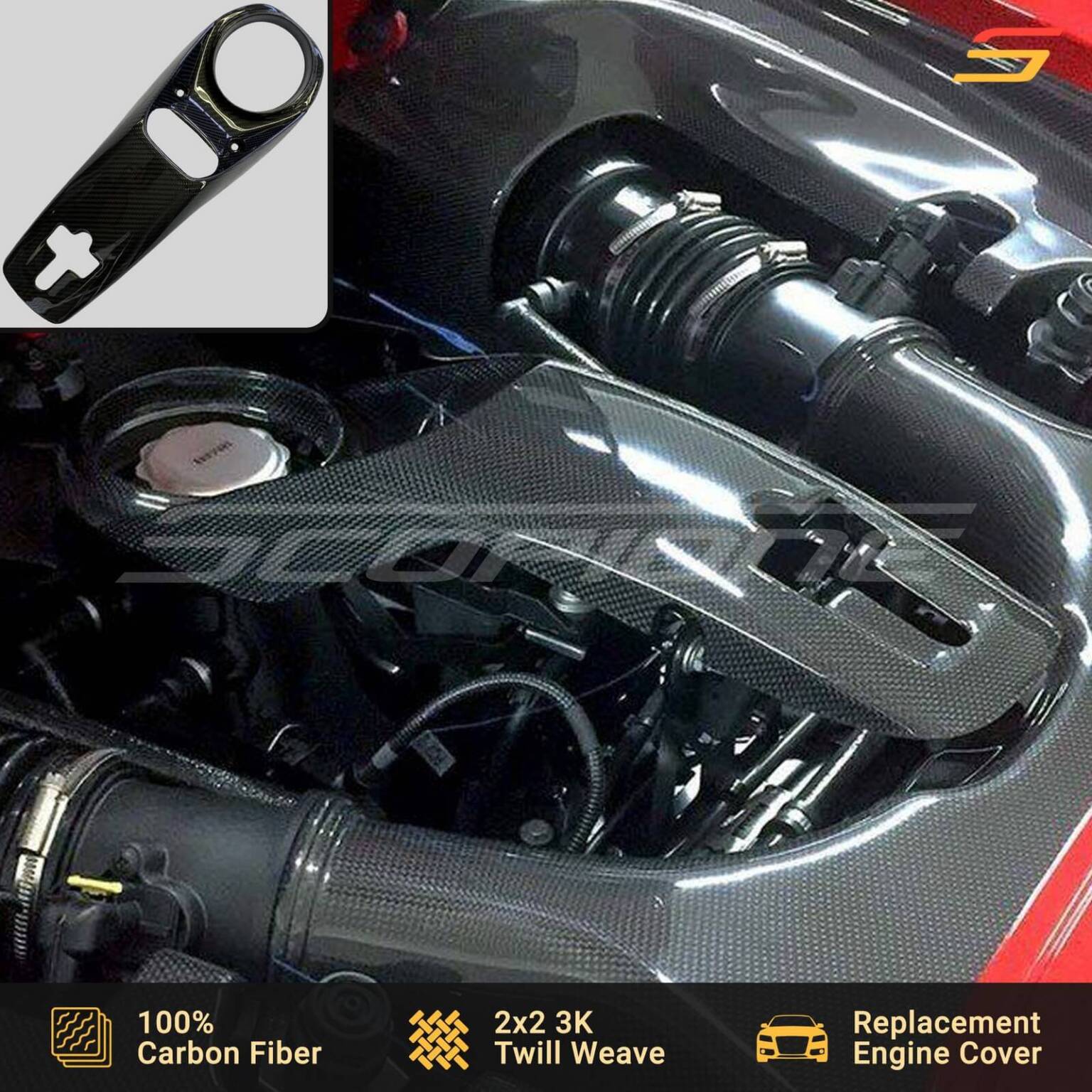 Scopione Carbon Fiber Center Engine Cover for Ferrari 488 GTB F8 ...
