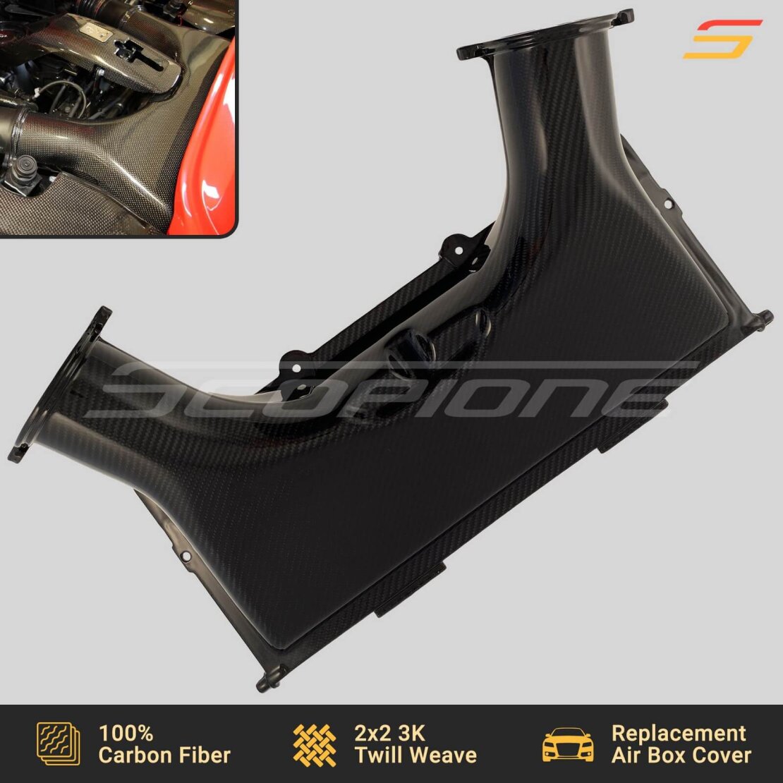 Scopione Carbon Fiber Engine Covers Kit for Ferrari 488 Pista Spider