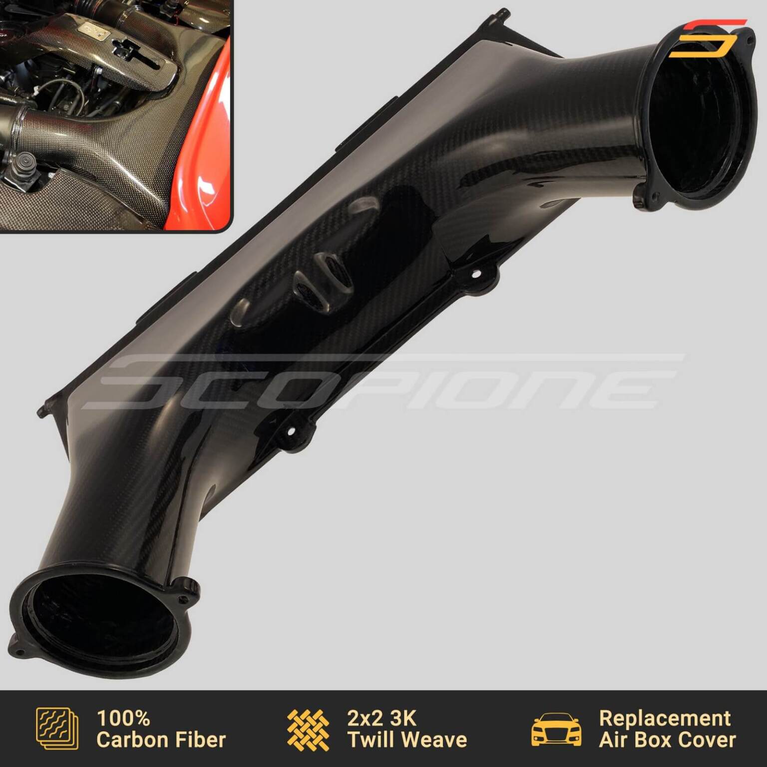 Scopione Carbon Fiber Engine Air Box Cover for Ferrari 488 GTB F8 ...