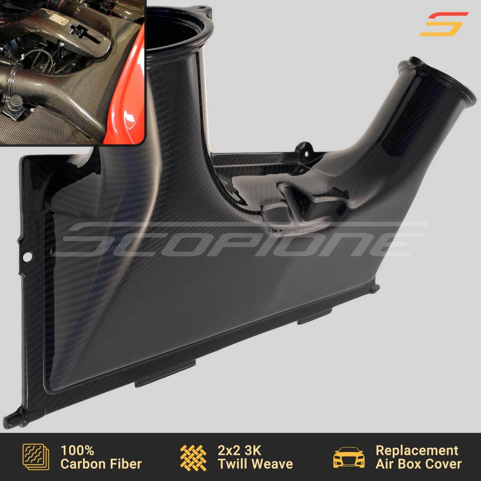 Scopione Carbon Fiber Engine Air Box Cover for Ferrari 488 GTB F8 ...