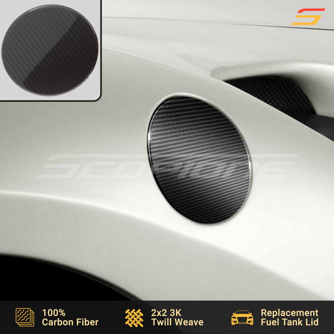 Scopione Carbon Fiber Fuel Tank Lid Gas Door for Ferrari 488 GTB F8 ...