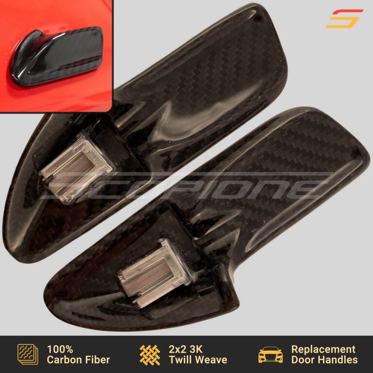 Scopione Carbon Fiber Exterior Door Handles for Ferrari 488 GTB F8 ...