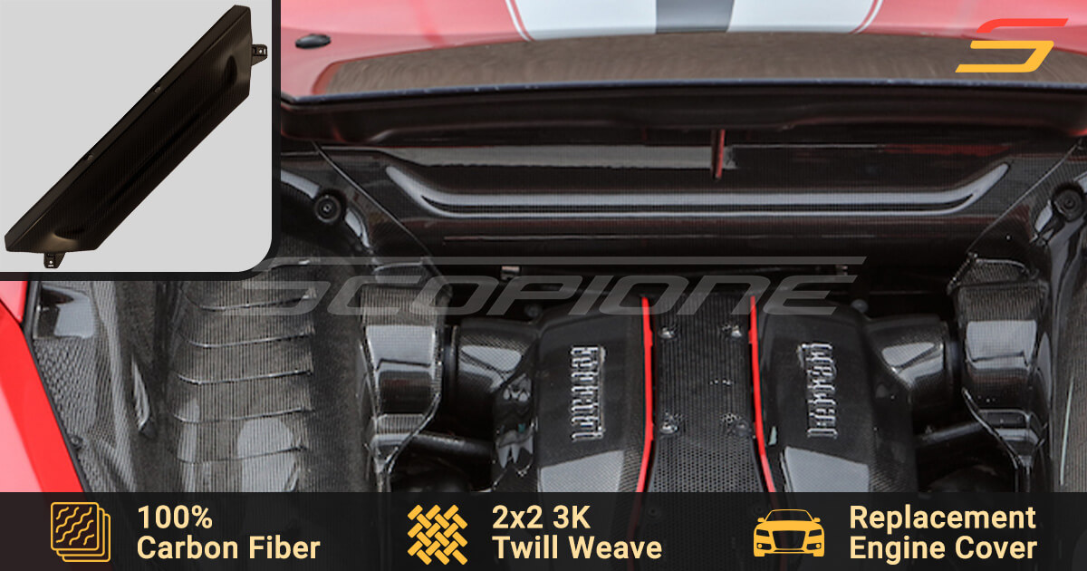 Scopione Carbon Fiber Center Engine Cover for Ferrari 488 GTB F8 Tributo
