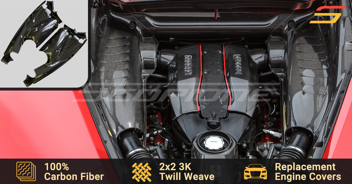 Scopione Carbon Fiber Side Engine Covers for Ferrari 488 GTB & F8 Tributo