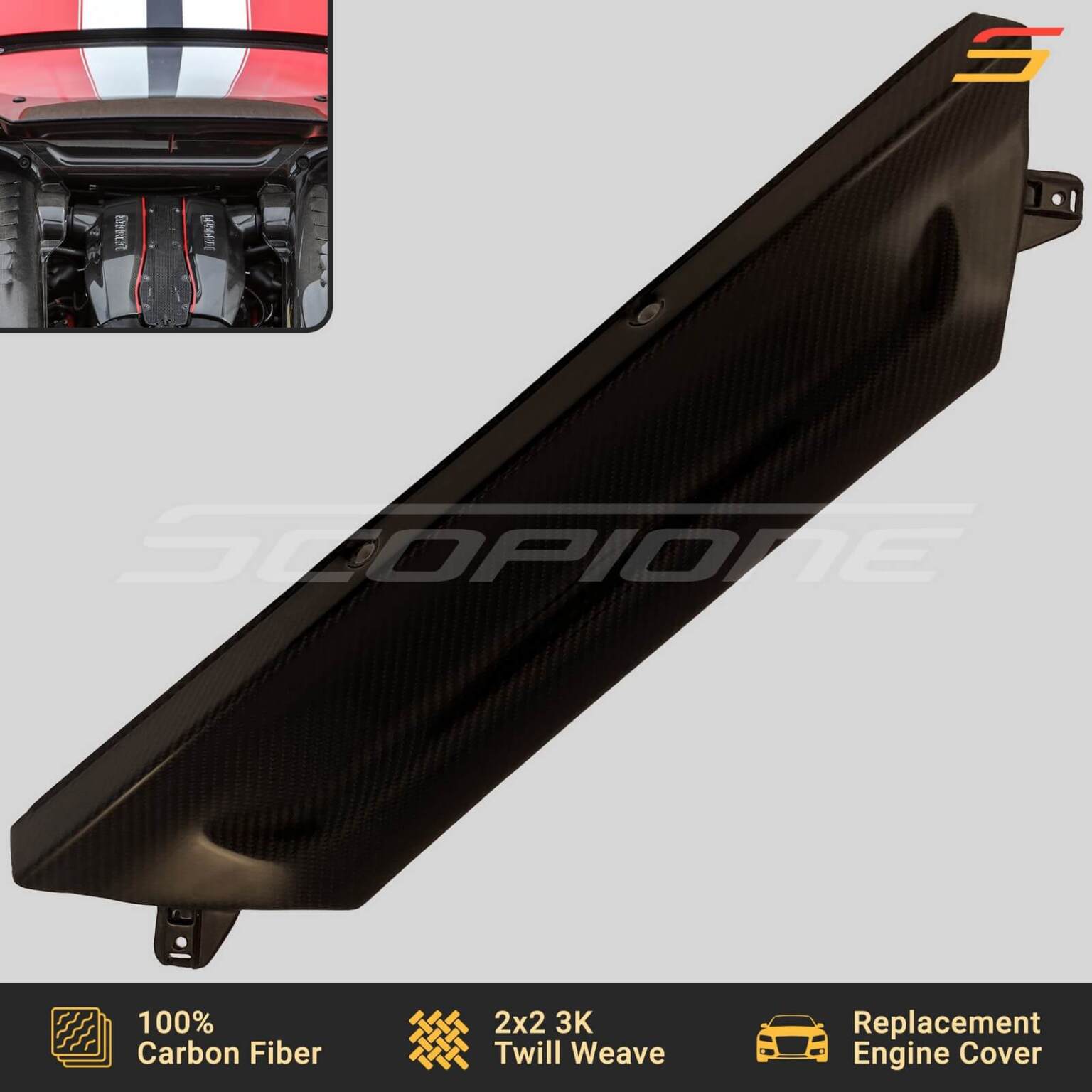 Scopione Carbon Fiber Engine Covers Set for Ferrari 488 GTB & F8 Tributo