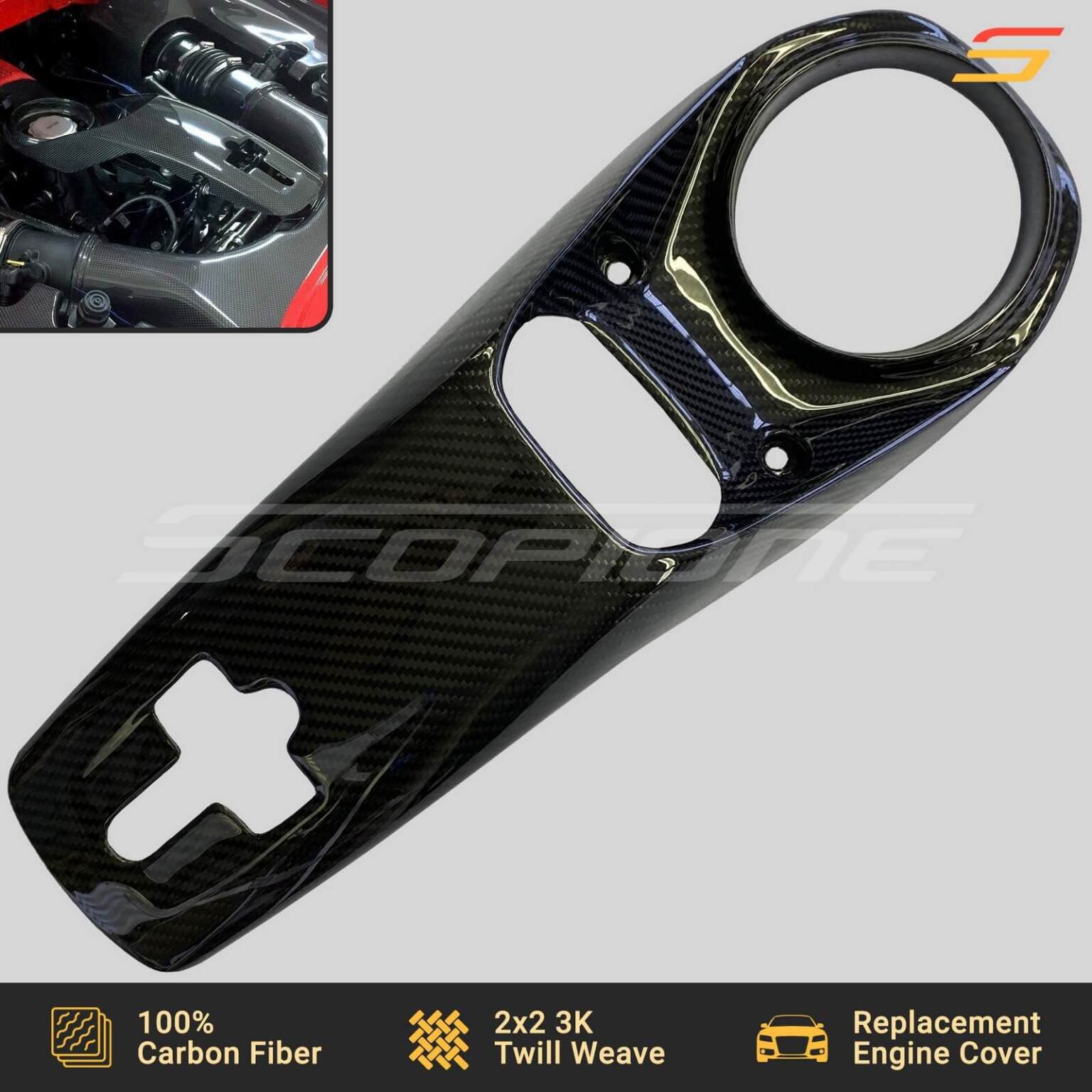 Scopione Carbon Fiber Engine Covers Set for Ferrari 488 GTB & F8 Tributo