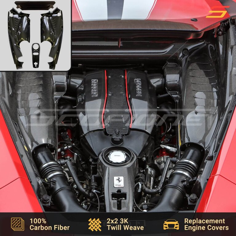Scopione Carbon Fiber Engine Covers Set for Ferrari 488 GTB & F8 Tributo