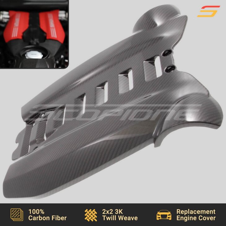 Scopione Carbon Fiber Air Intake Engine Cover for Ferrari 488 GTB & Spider