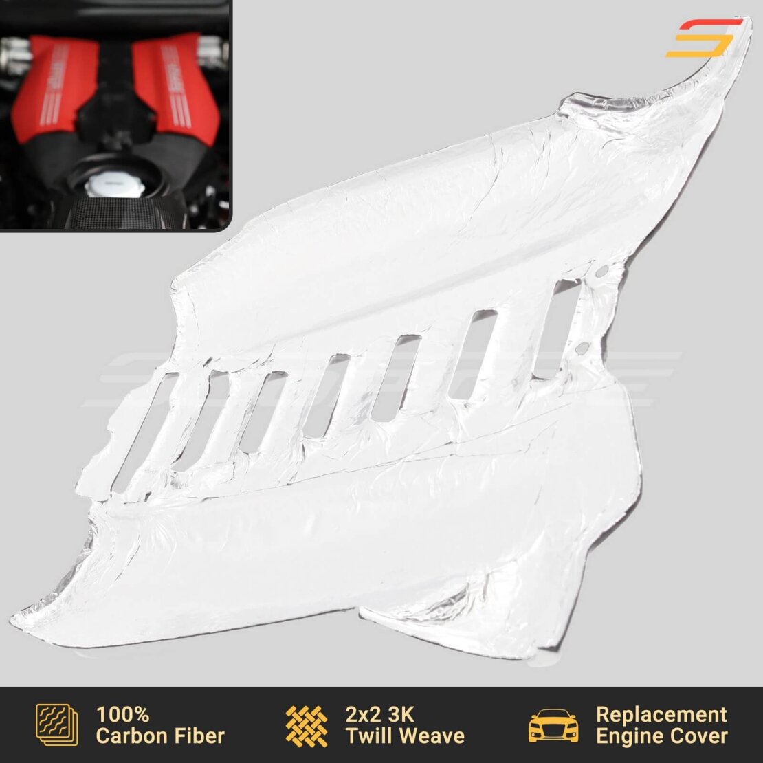 Scopione Carbon Fiber Air Intake Engine Cover for Ferrari 488 GTB & Spider