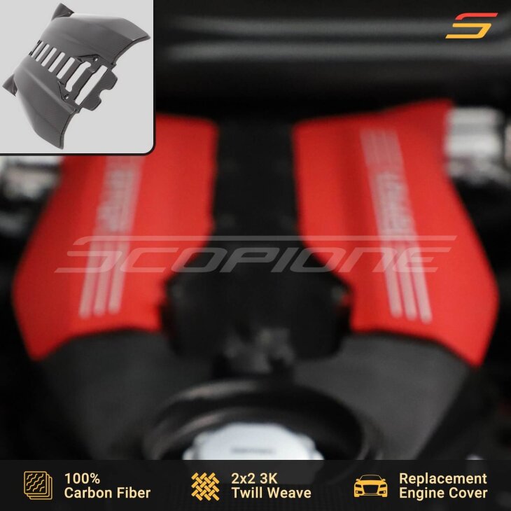 Scopione Carbon Fiber Air Intake Engine Cover for Ferrari 488 GTB & Spider