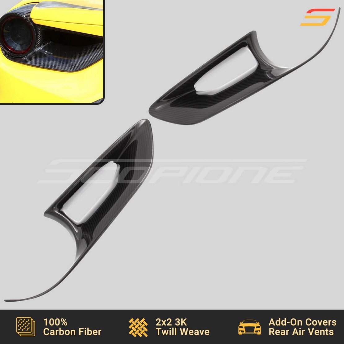 Scopione Carbon Fiber Rear Trunk Spoiler for Ferrari 488 GTB & Spider