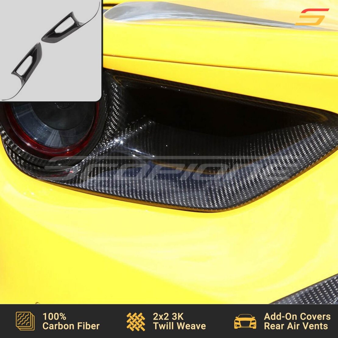 Scopione Carbon Fiber Side Air Vents Covers for Ferrari 488 GTB & Spider