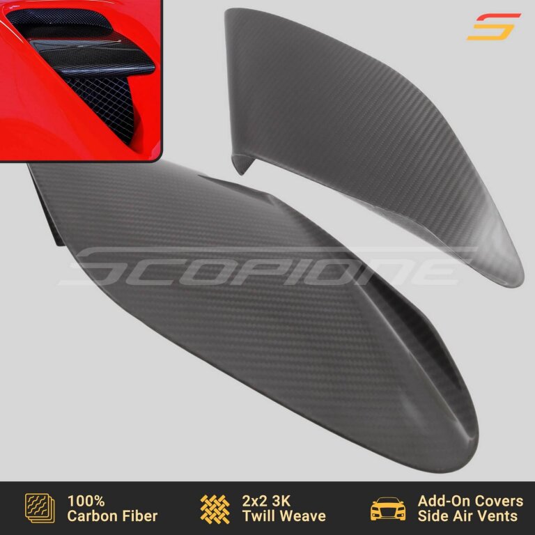 Scopione Carbon Fiber Side Air Vents Covers for Ferrari 488 GTB & Spider