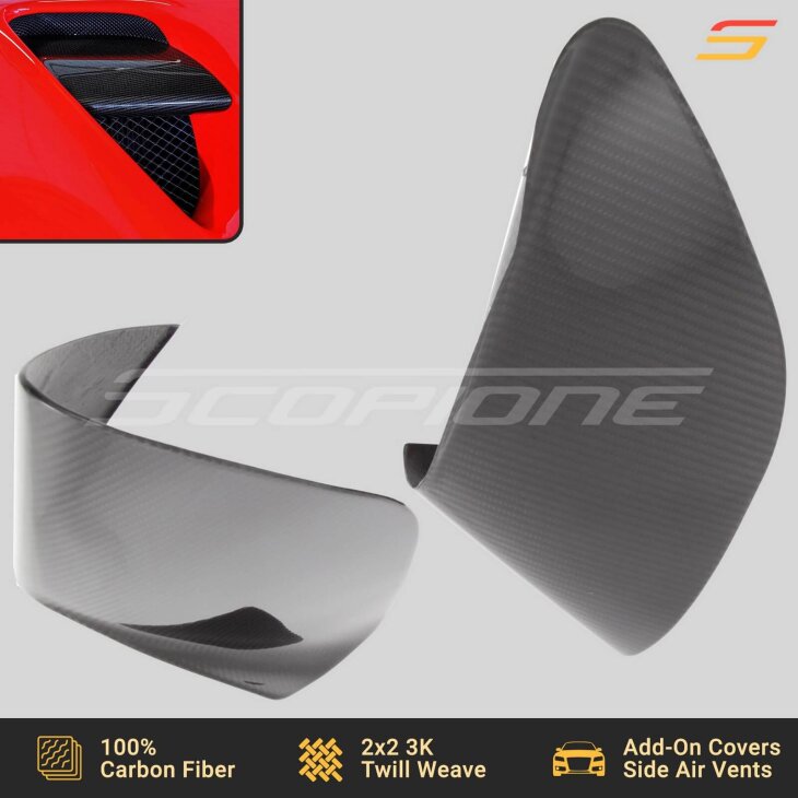 Scopione Carbon Fiber Side Air Vents Covers for Ferrari 488 GTB & Spider