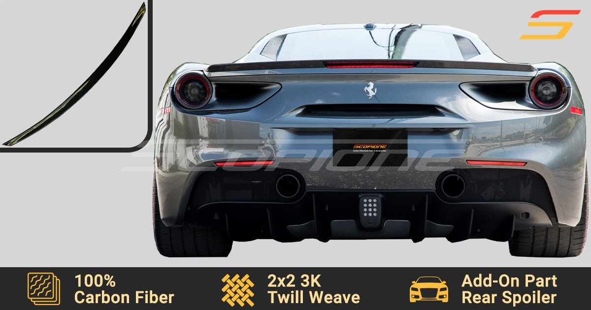 Scopione Carbon Rear Trunk Spoiler for Ferrari 488 GTB & Spider