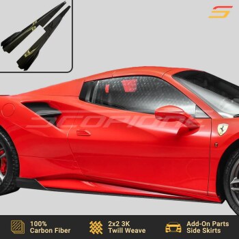 Scopione Carbon Fiber Side Skirts for Ferrari 488 GTB & Spider