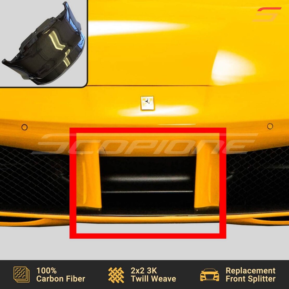Scopione Carbon Fiber Front Center Splitter for Ferrari 488 GTB & Spider