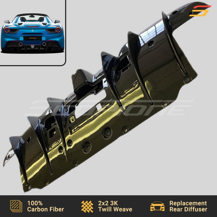 Scopione Carbon Fiber Rear Bumper Diffuser for Ferrari 488 GTB & Spider
