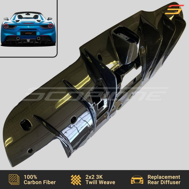 Scopione Carbon Fiber Rear Bumper Diffuser for Ferrari 488 GTB & Spider