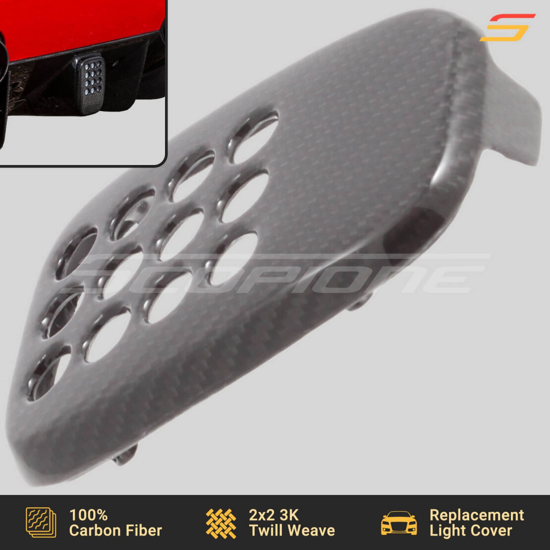 Scopione Carbon Fiber Rear Fog Light Cover for Ferrari 488 GTB Pista Spider