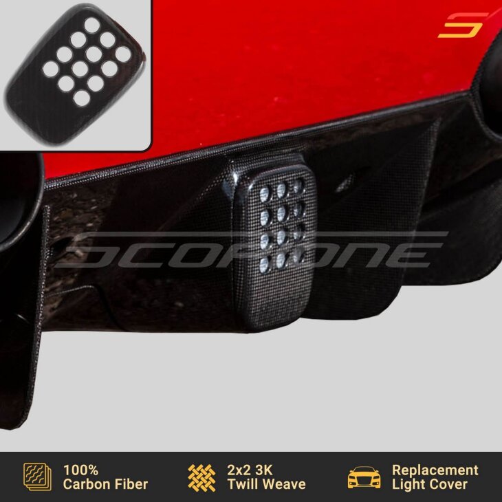 Scopione Carbon Fiber Rear Fog Light Cover for Ferrari 488 GTB Pista Spider