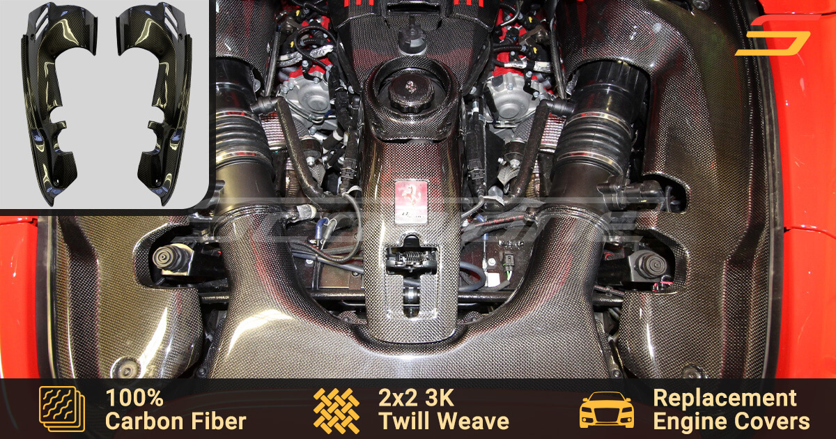 Scopione Carbon Fiber Side Engine Covers for Ferrari 488 Pista Spider