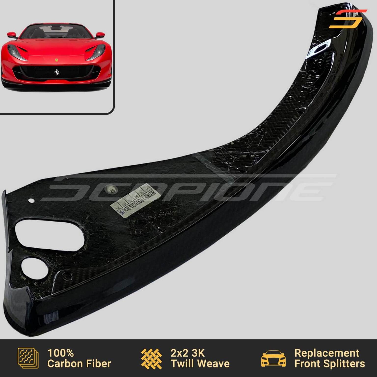 Scopione Carbon Fiber Front Splitters for Ferrari 812 GTS & Superfast