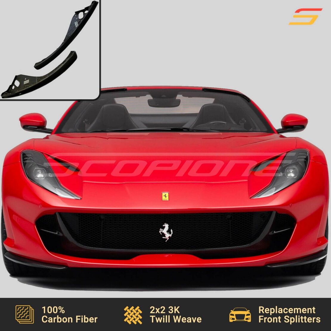 Scopione Carbon Fiber Front Splitters for Ferrari 812 GTS & Superfast