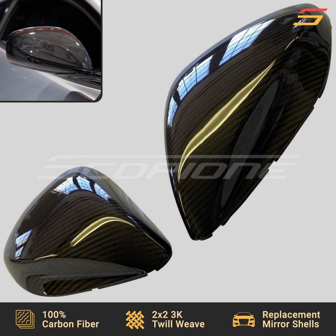 Scopione Carbon Fiber Replacement Side Mirrors for Ferrari 812 & GTC4Lusso