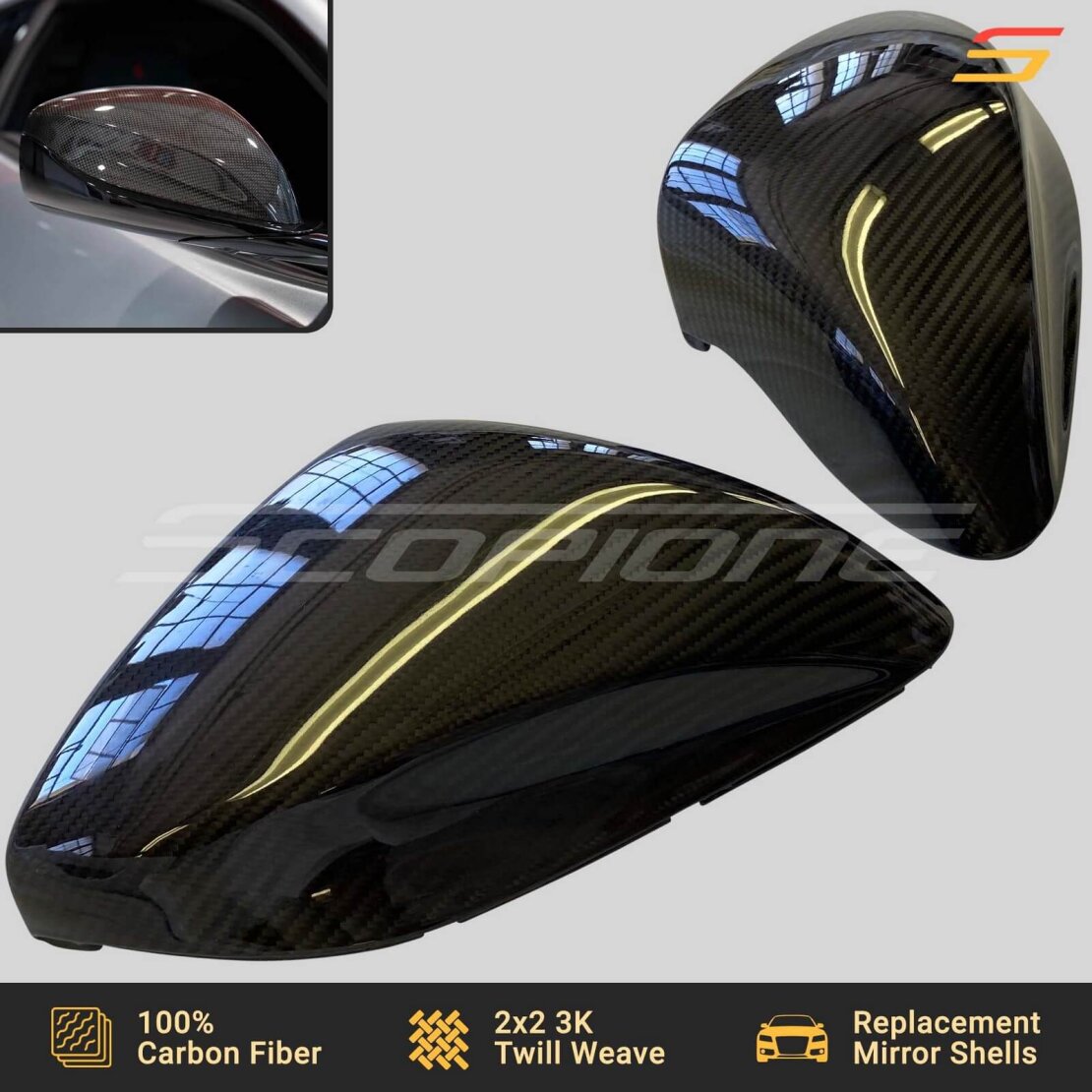 Scopione Carbon Fiber Replacement Side Mirrors for Ferrari 812 & GTC4Lusso