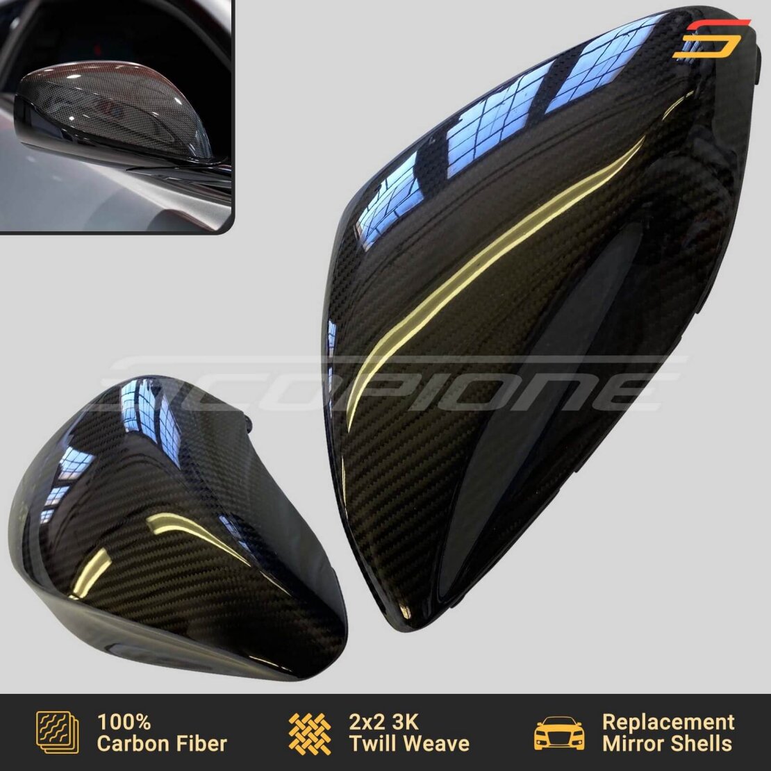 Scopione Carbon Fiber Replacement Side Mirrors for Ferrari 812 & GTC4Lusso