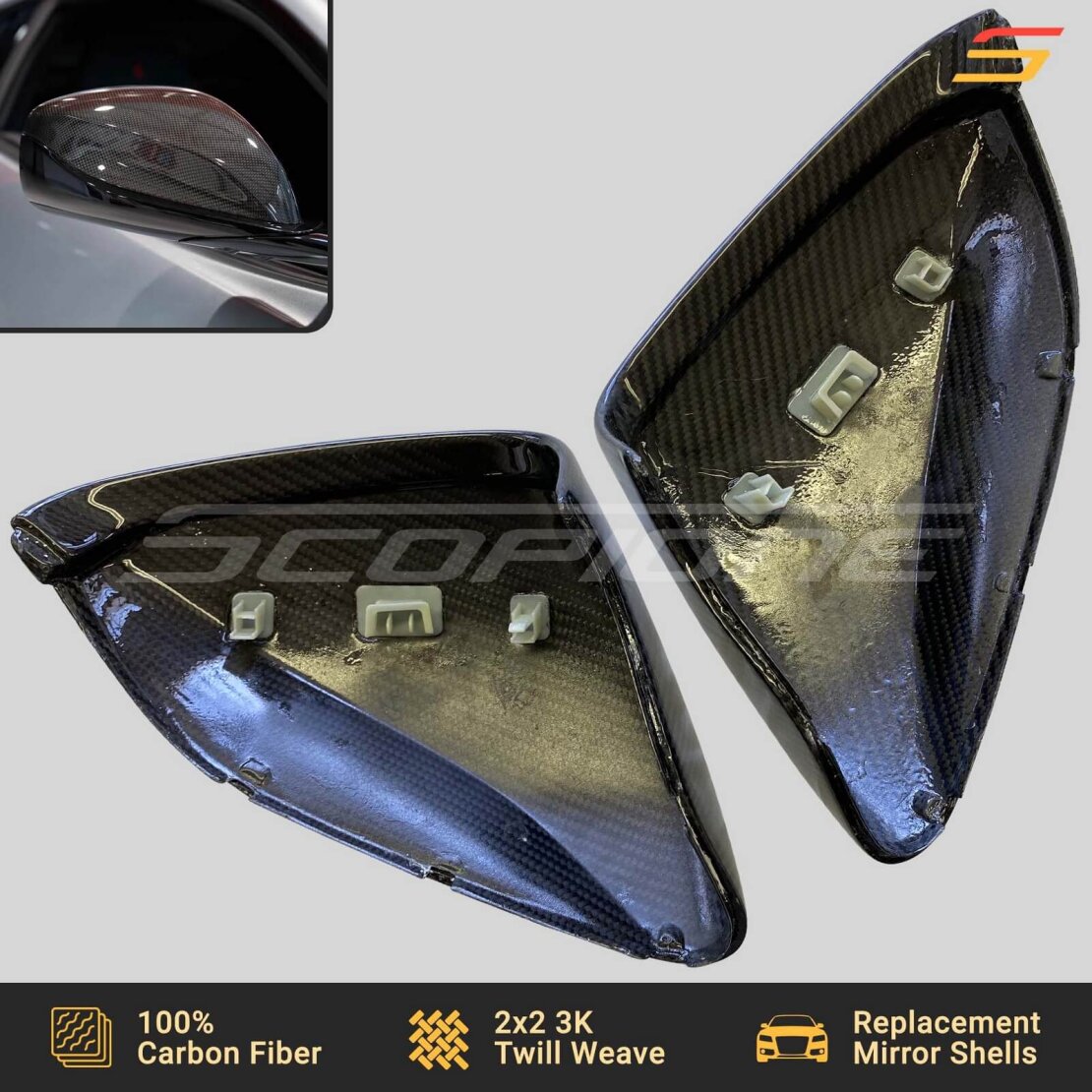 Scopione Carbon Fiber Replacement Side Mirrors for Ferrari 812 & GTC4Lusso