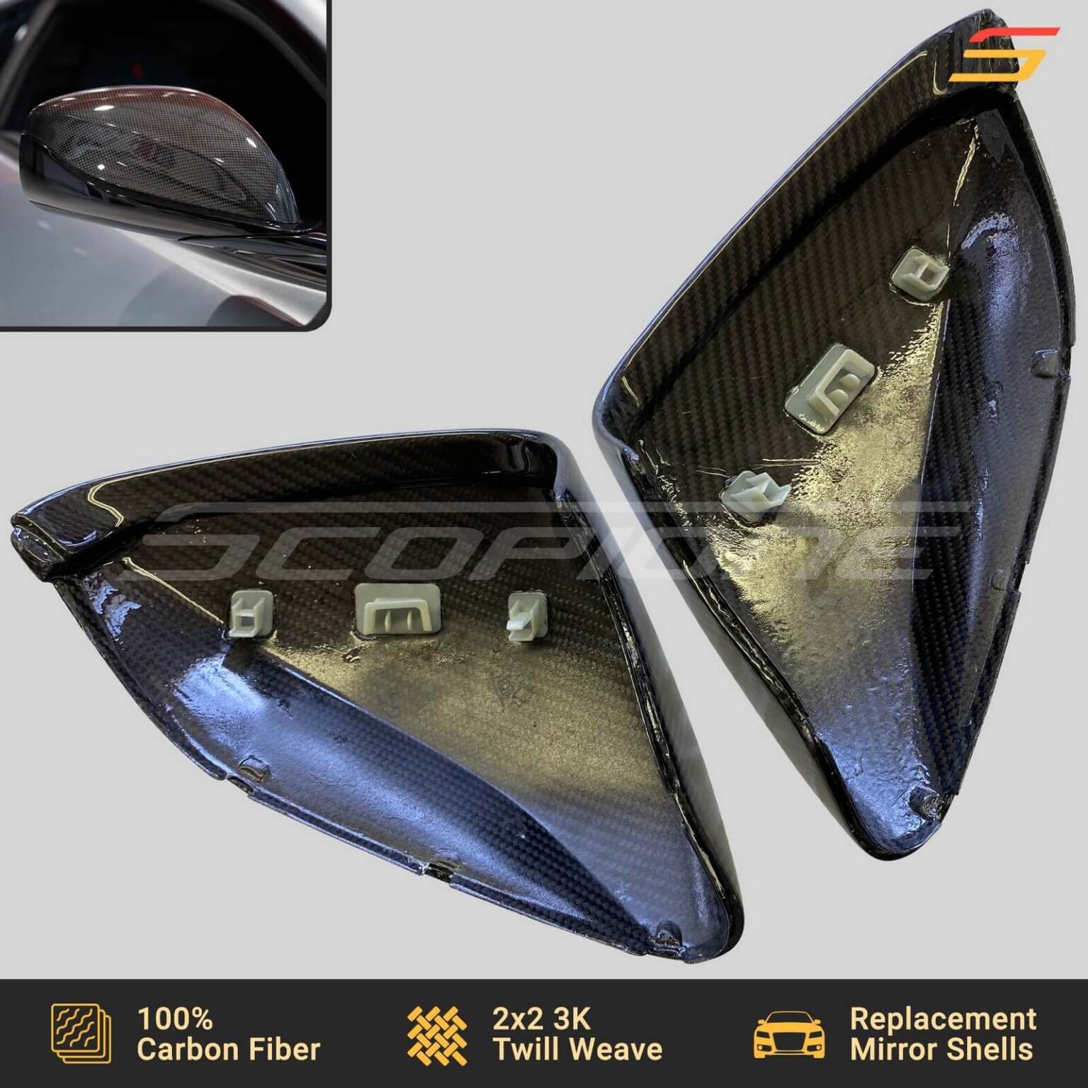 Scopione Carbon Fiber Replacement Side Mirrors for Ferrari 812 & GTC4Lusso