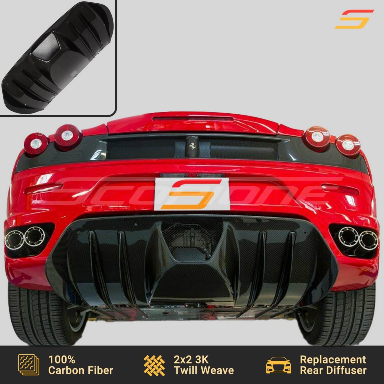 Scopione Carbon Fiber Rear Bumper Diffuser for Ferrari F430