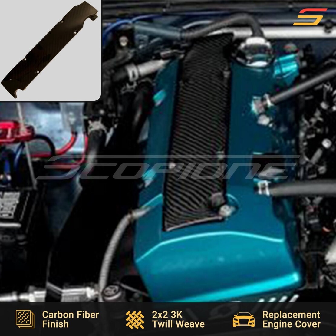 Scopione Carbon Fiber Coil Engine Cover for Honda S2000 AP2