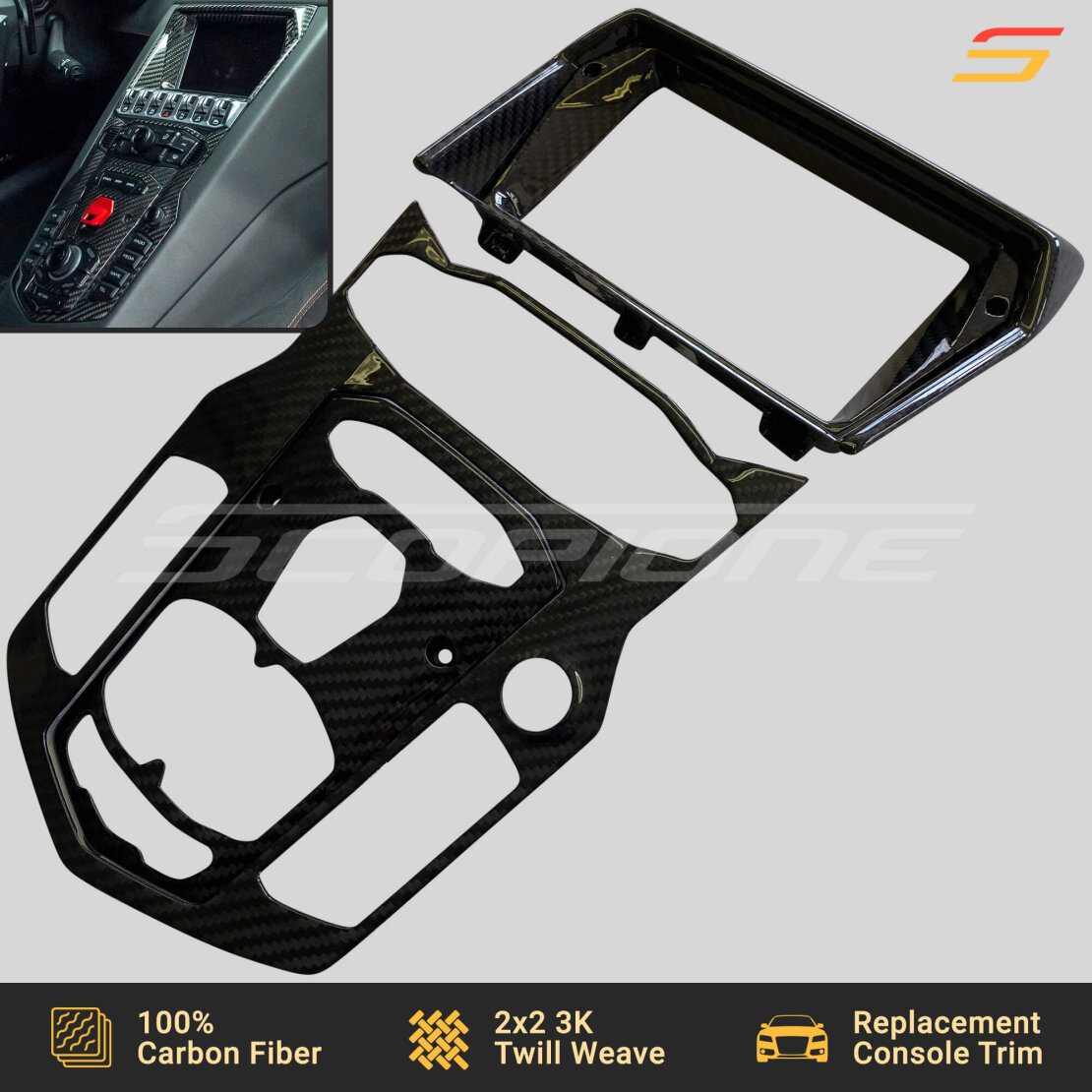 Scopione Carbon Center Console Trim Covers Kit for Aventador