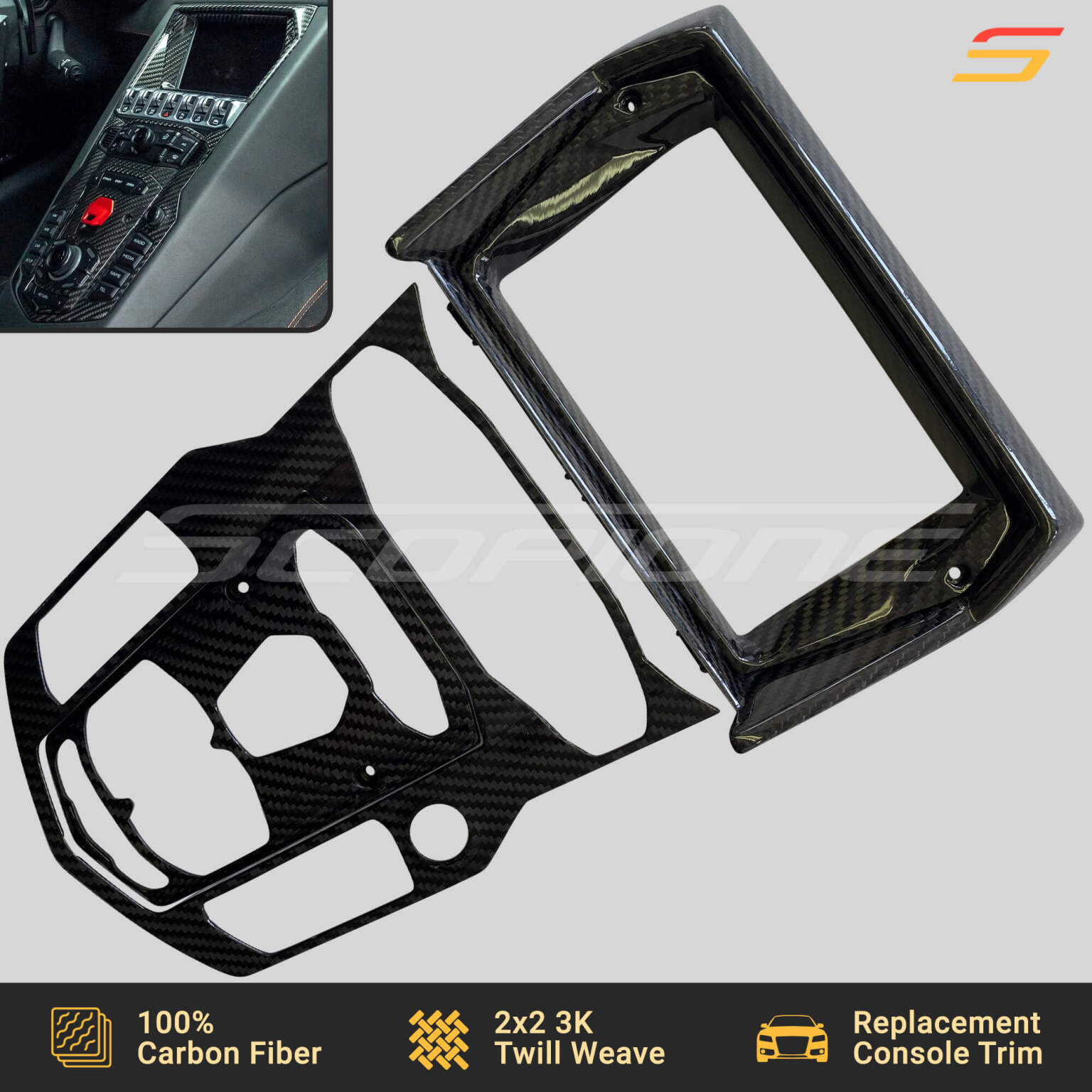 Scopione Carbon Center Console Trim Covers Kit for Aventador