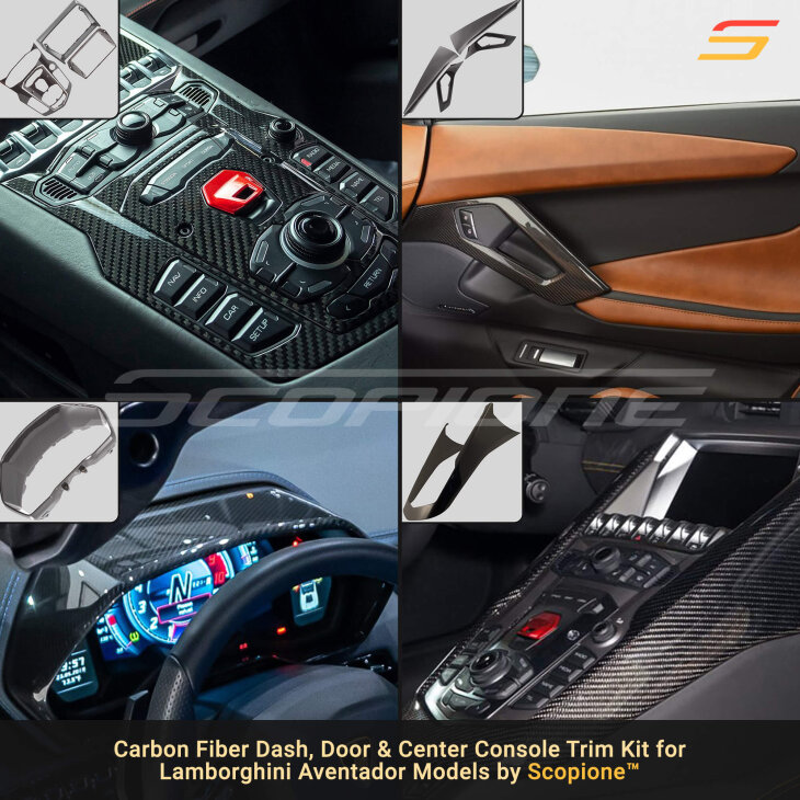 Scopione Carbon Dashboard Console & Door Trim Kit | Aventador