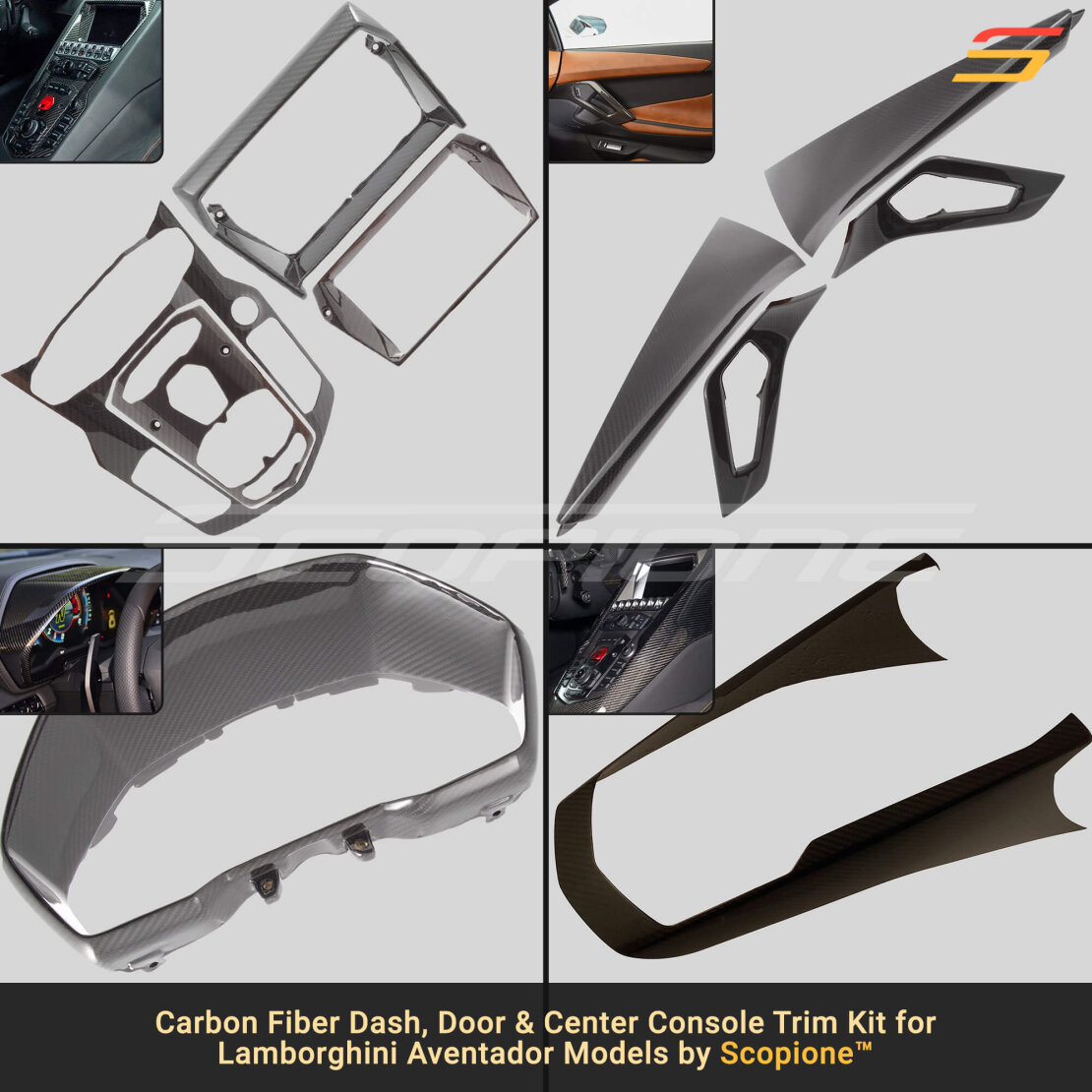 Scopione Carbon Dashboard Console & Door Trim Kit | Aventador