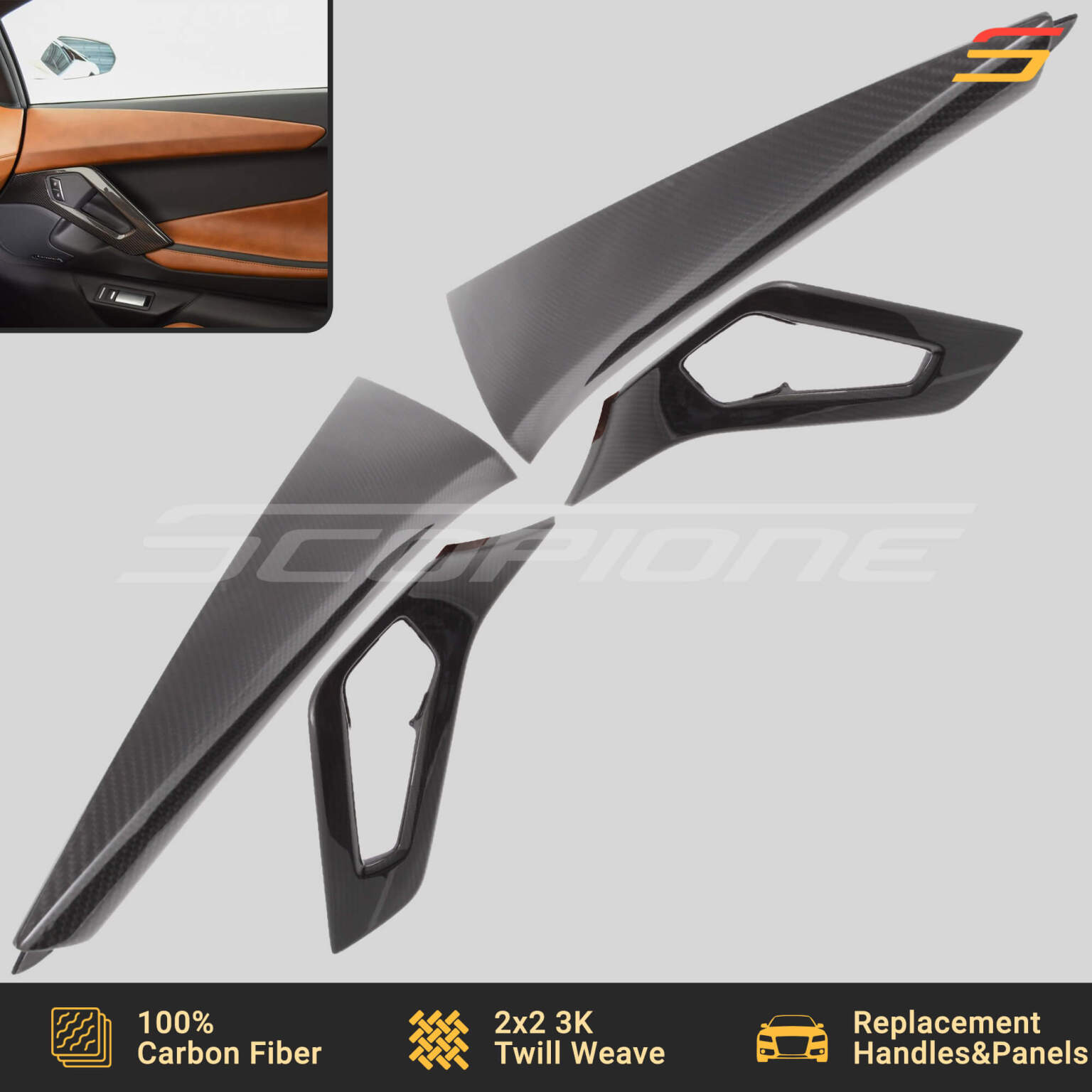 Scopione Carbon Dashboard Console & Door Trim Kit | Aventador