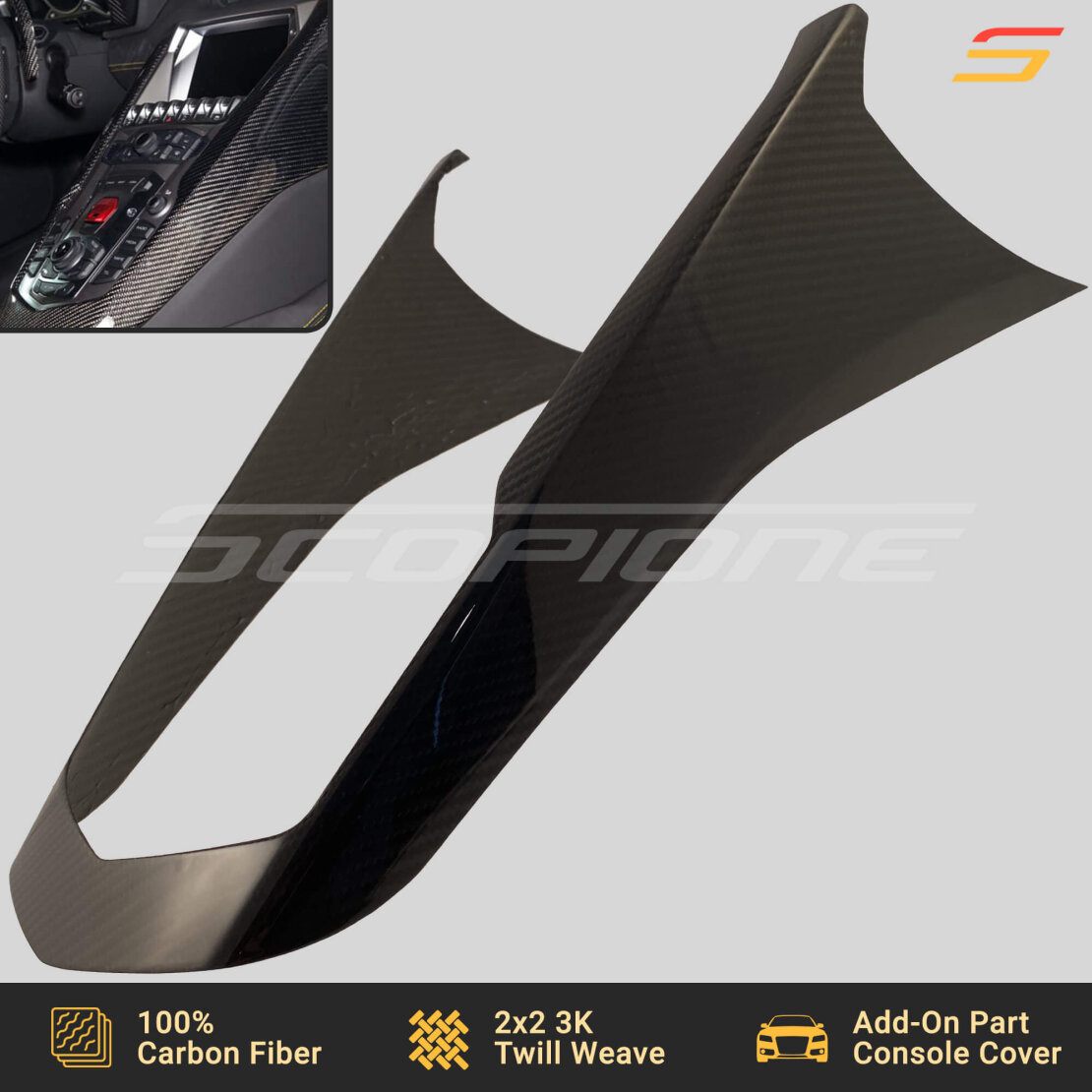 Scopione Carbon Dashboard Console & Door Trim Kit | Aventador