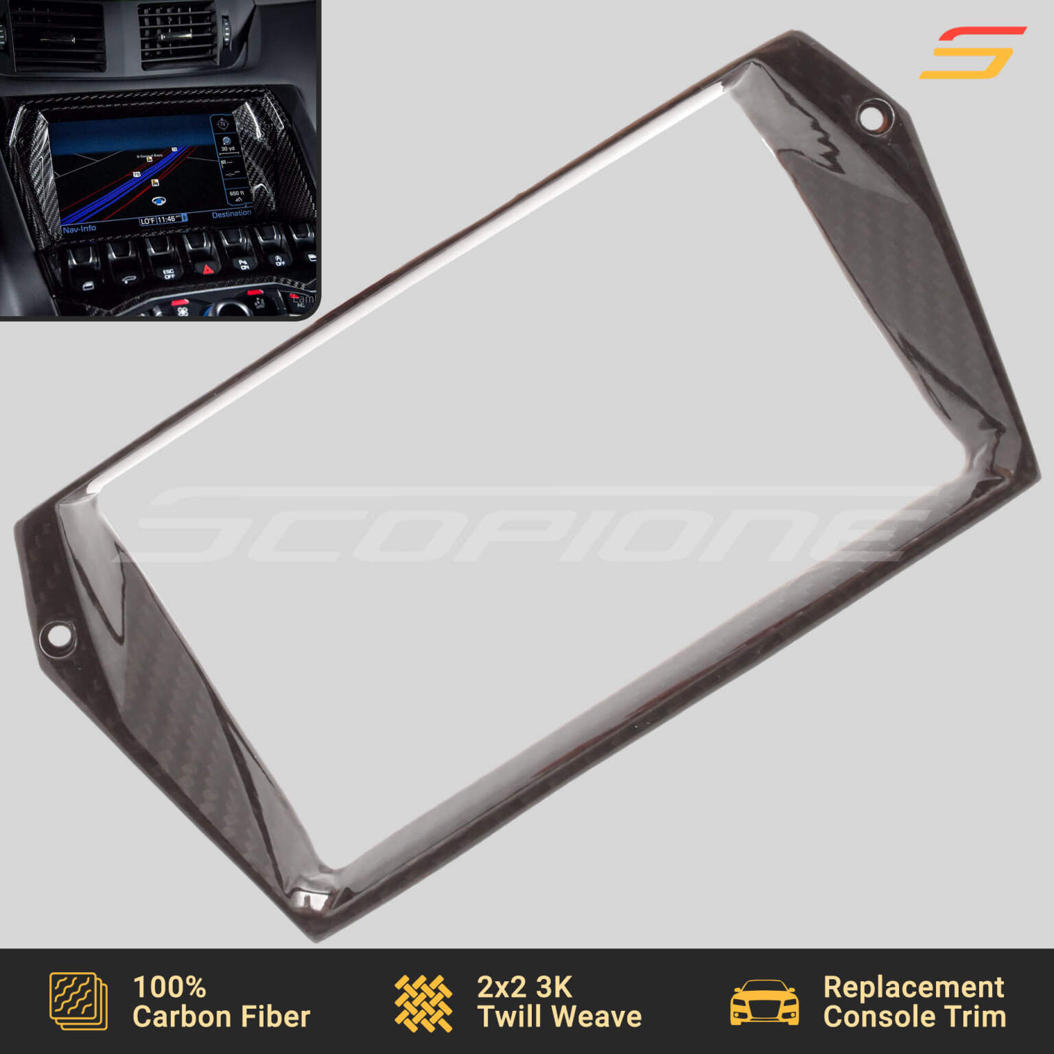 Scopione Carbon Fiber Center Screen Inner Cover for Aventador