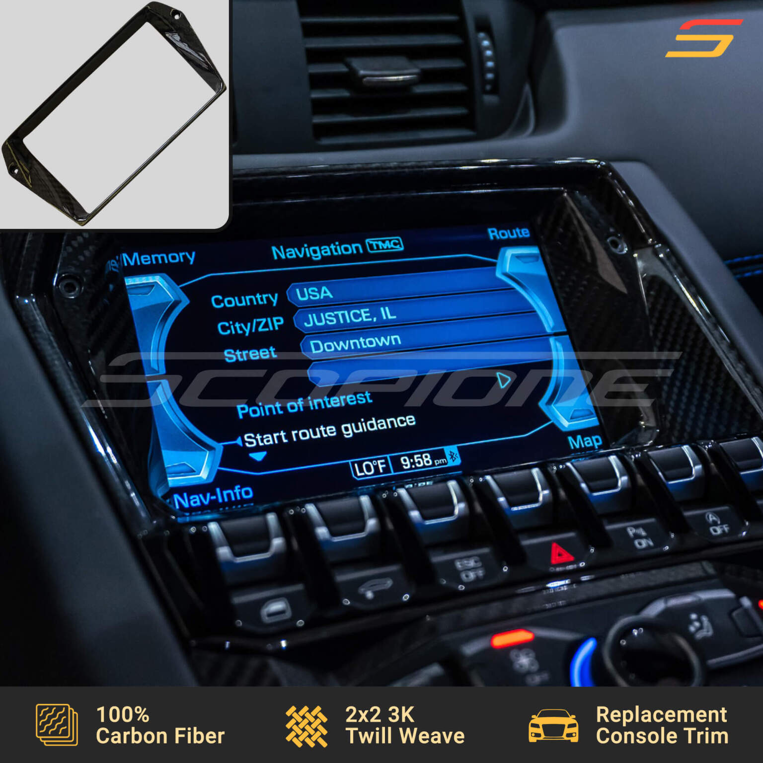 Scopione Carbon Fiber Center Screen Inner Cover for Aventador