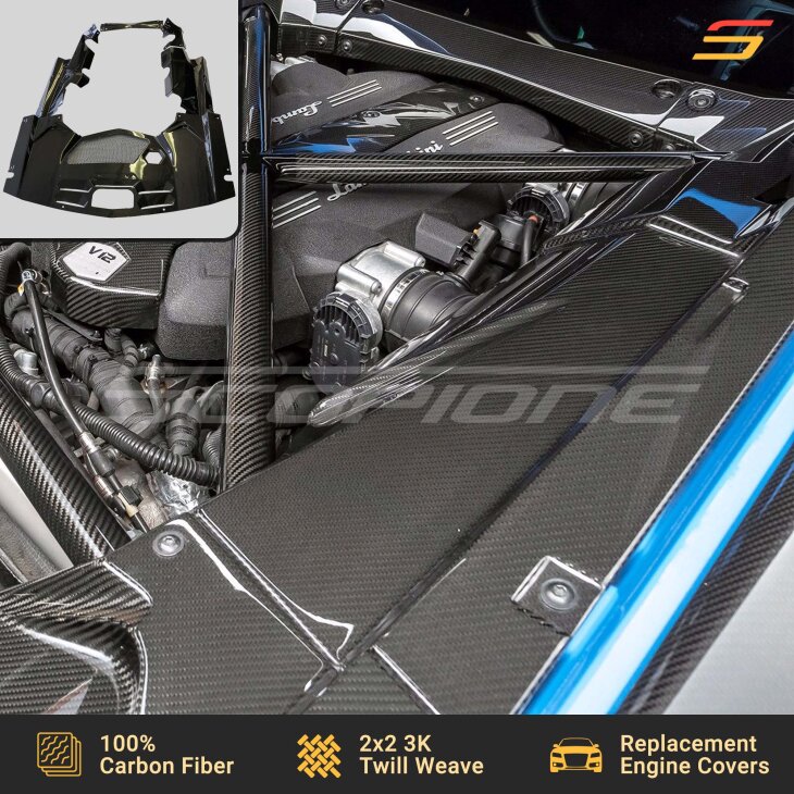 Scopione Carbon Fiber Engine Covers Kit for Aventador