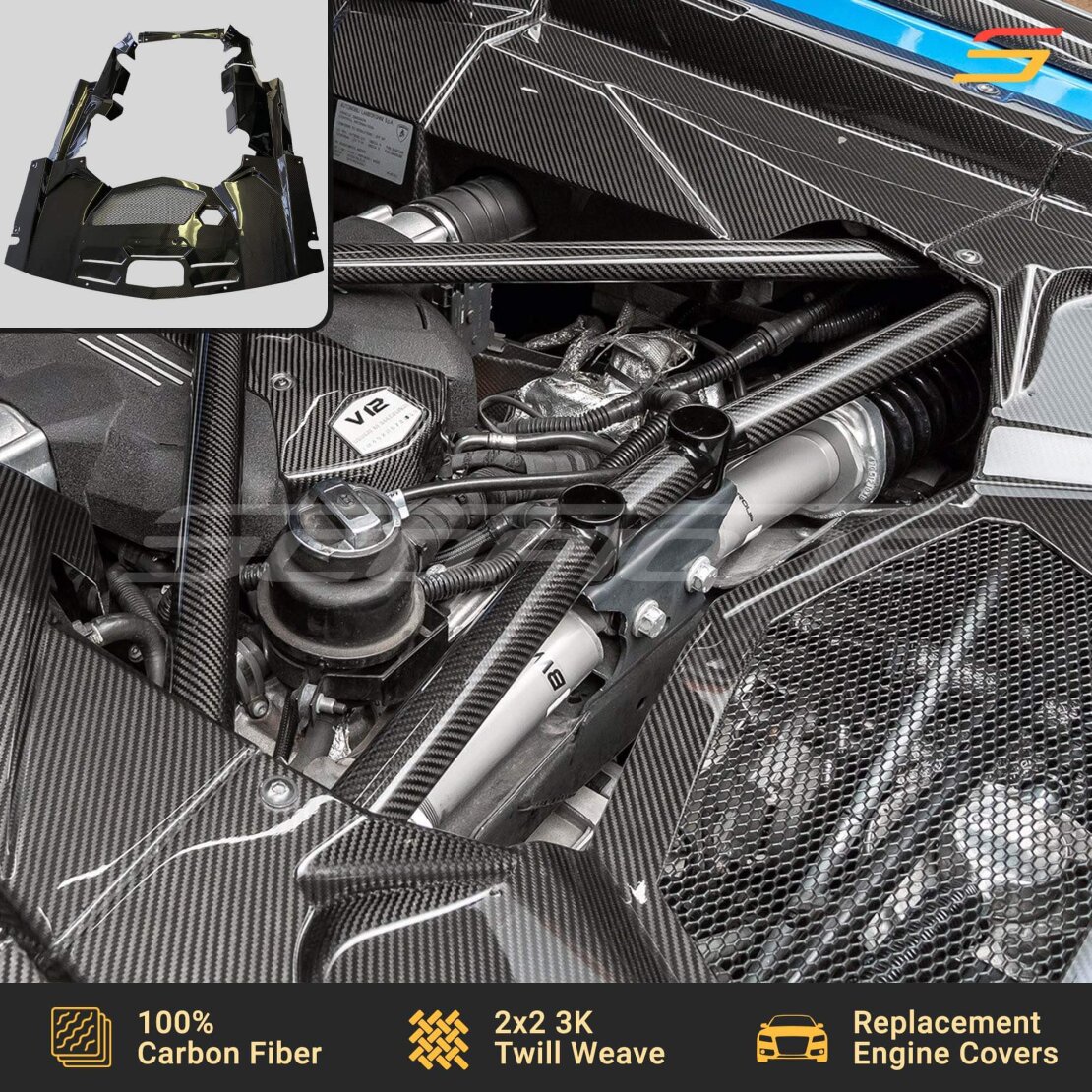 Scopione Carbon Fiber Engine Bay Covers Kit for Aventador
