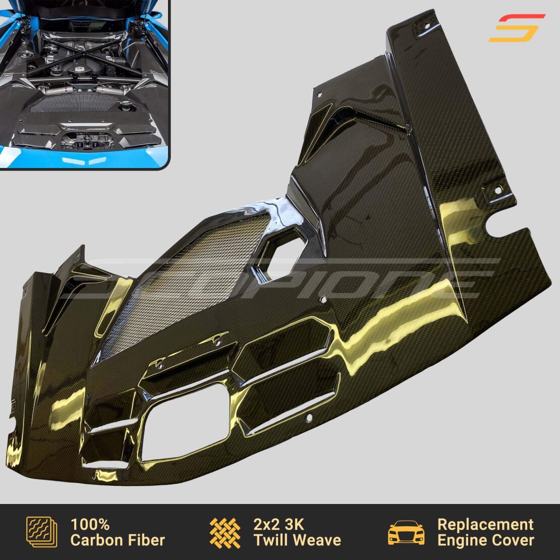 Scopione Carbon Fiber Center Engine Cover for Aventador
