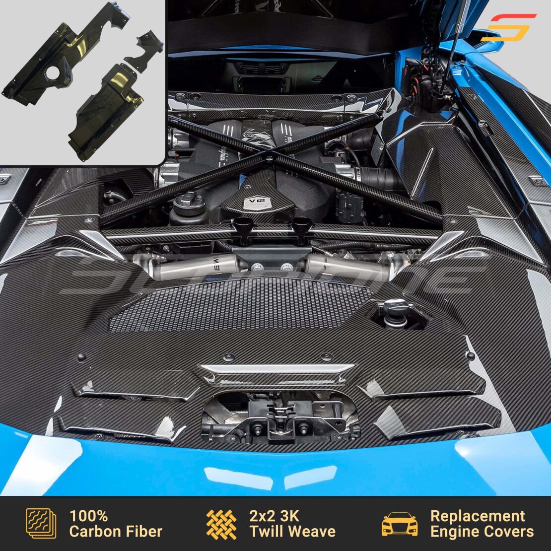 Scopione Carbon Fiber Side Engine Covers for Aventador
